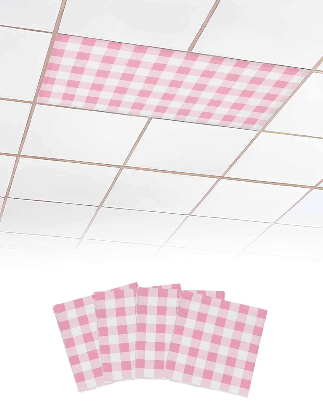 Pink Checkered Fluorescent Light Covers for Ceiling Lights 4x2 feet, 4 ...