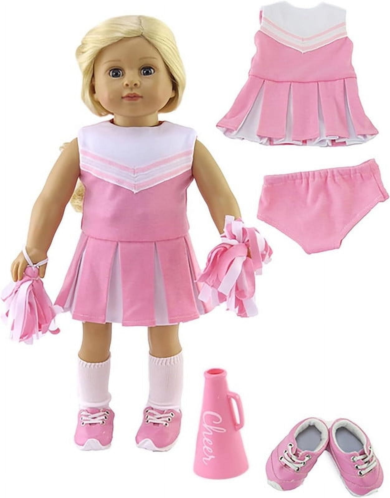 American Fashion World Pink Cheerleader Uniform with Shoes ...