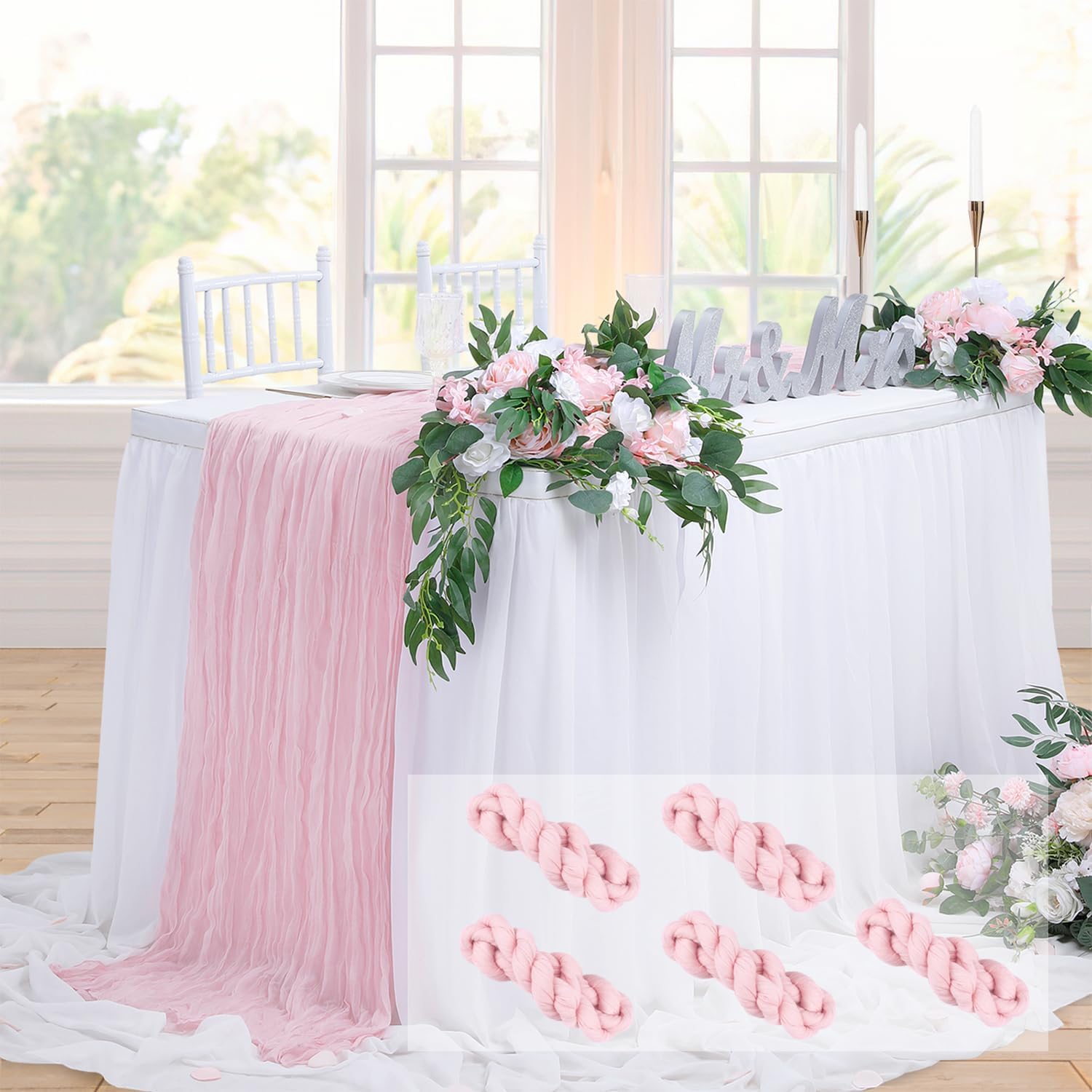Pink Cheesecloth Table Runners 5 Pack 35x120 Inch Boho Bulk Gauze Table ...