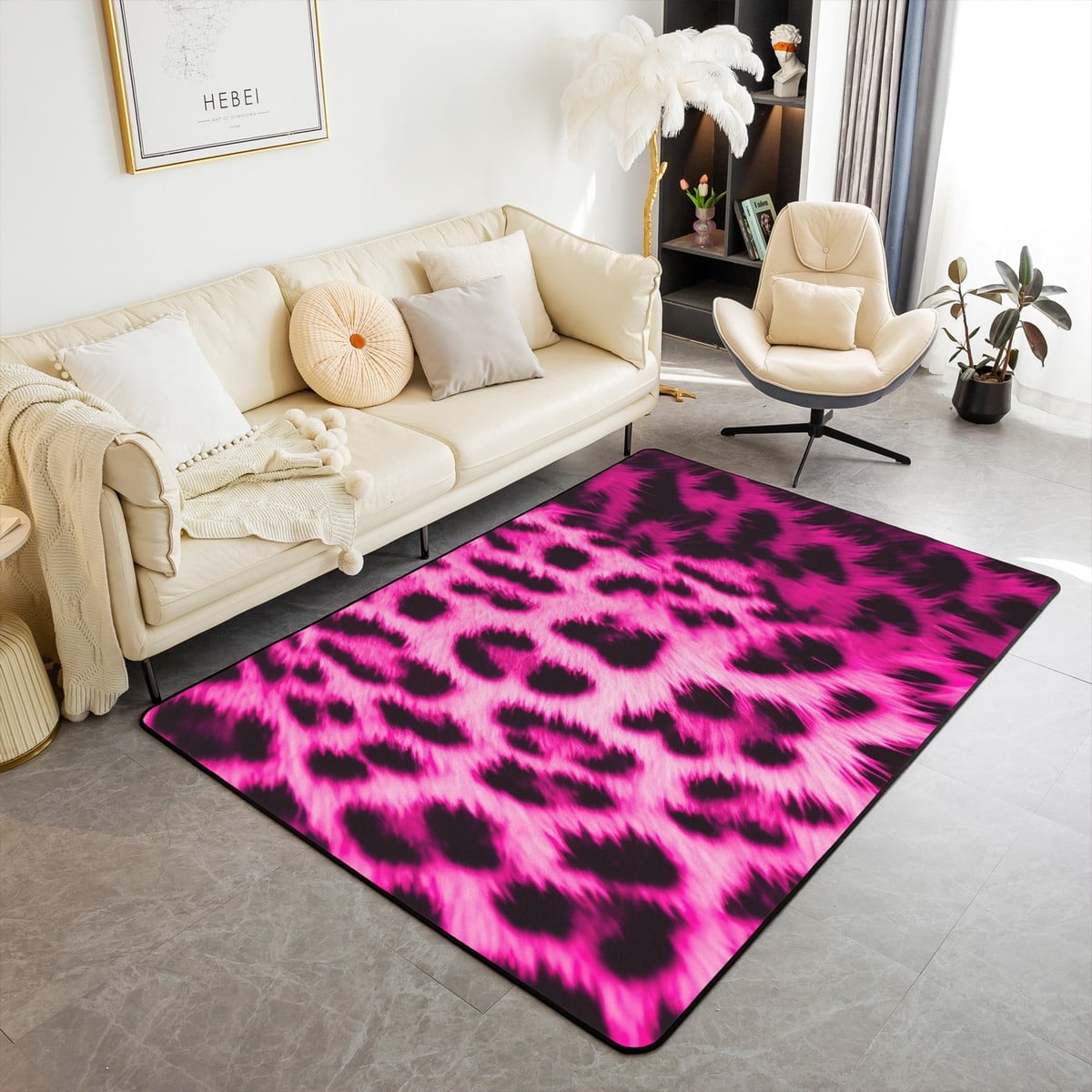 Pink Cheetah Carpet,Leopard Print Area Rug 5x7 for Bedroom Living Room ...