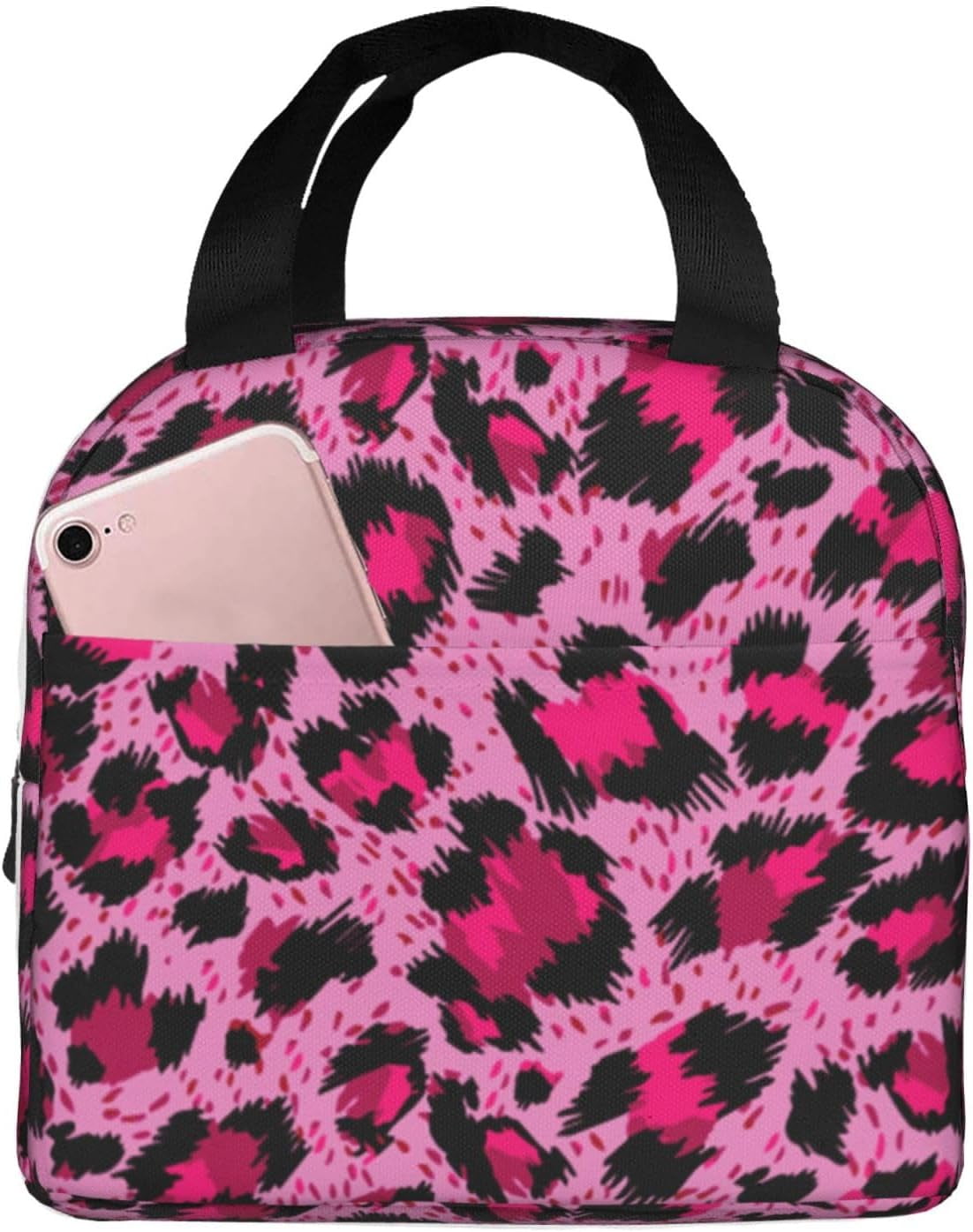 Pink Cheetah Leopard Print Lunch Box Reusable Insulated Bag Meal ...