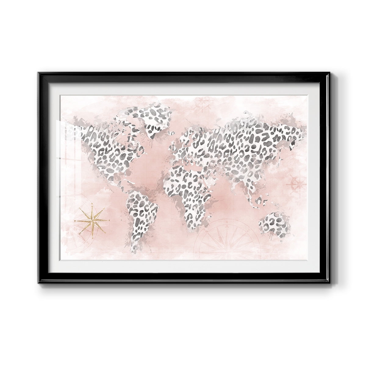 Pink Cheetah Map Premium Framed Print - Ready to Hang - Walmart.com