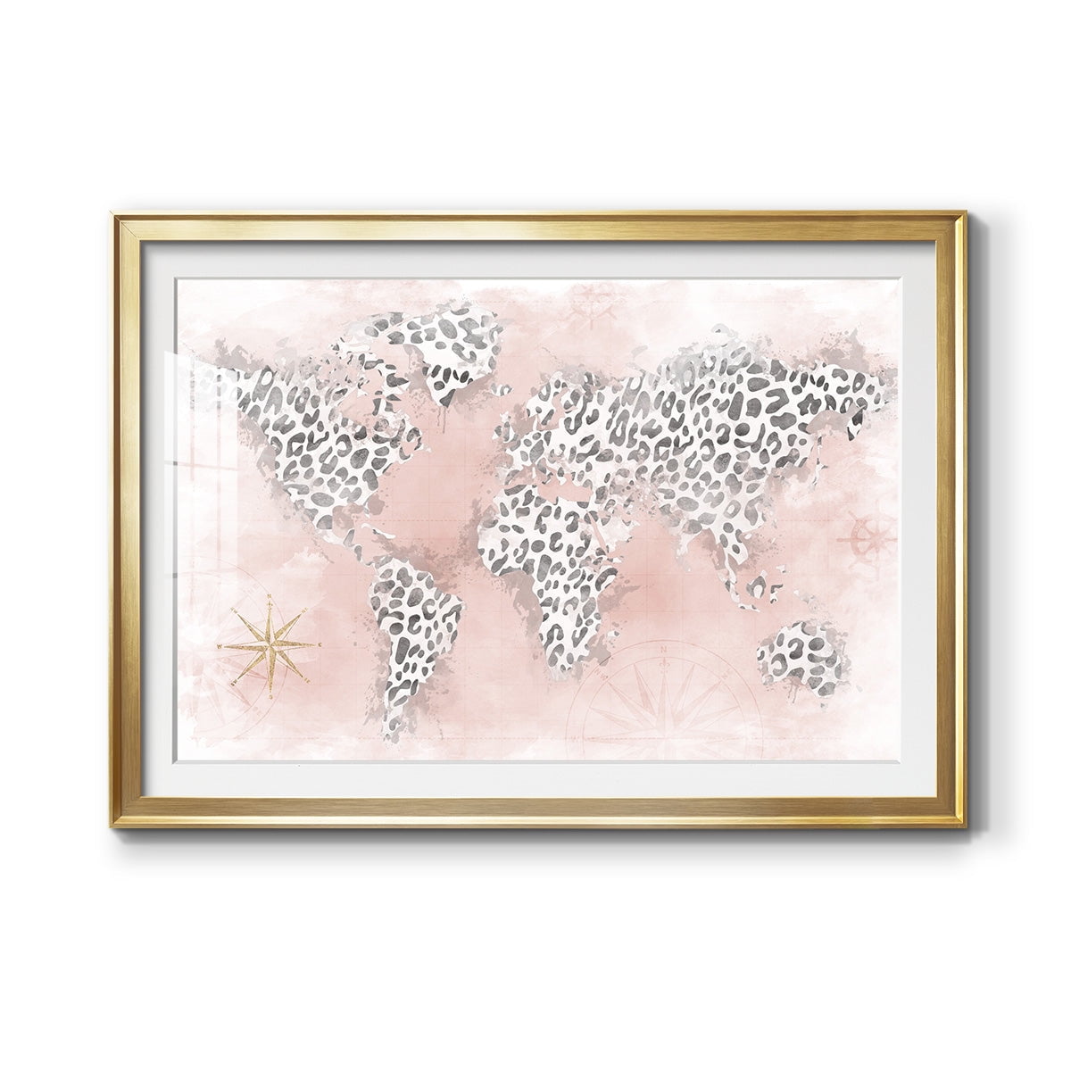 Pink Cheetah Map Premium Framed Print - Ready to Hang - Walmart.com
