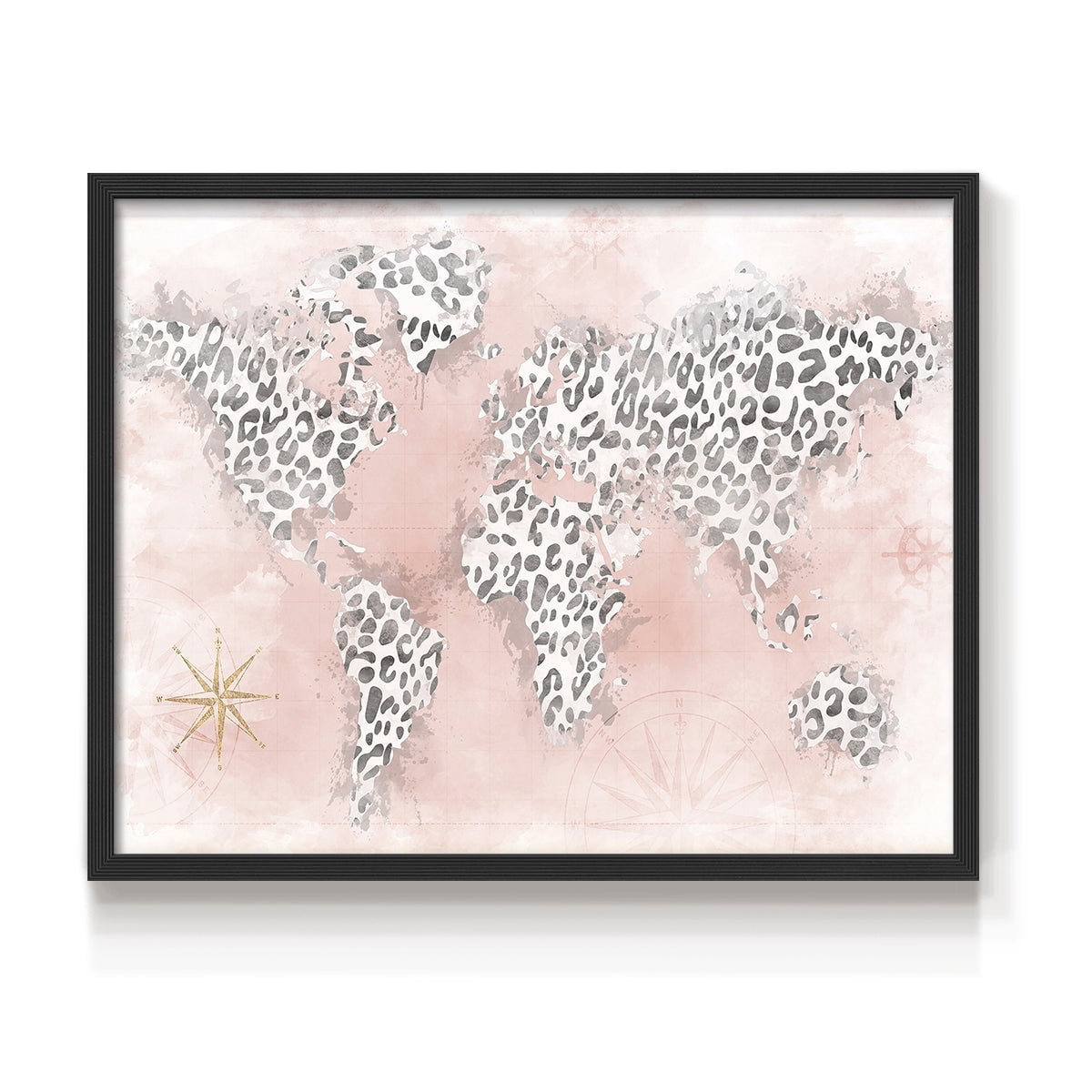 Pink Cheetah Map by Natalie Carpentieri - Restickable Framed Giclée ...