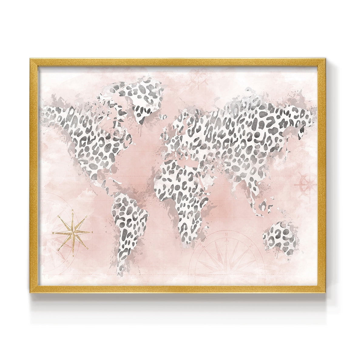 Pink Cheetah Map by Natalie Carpentieri - Restickable Framed Giclée ...