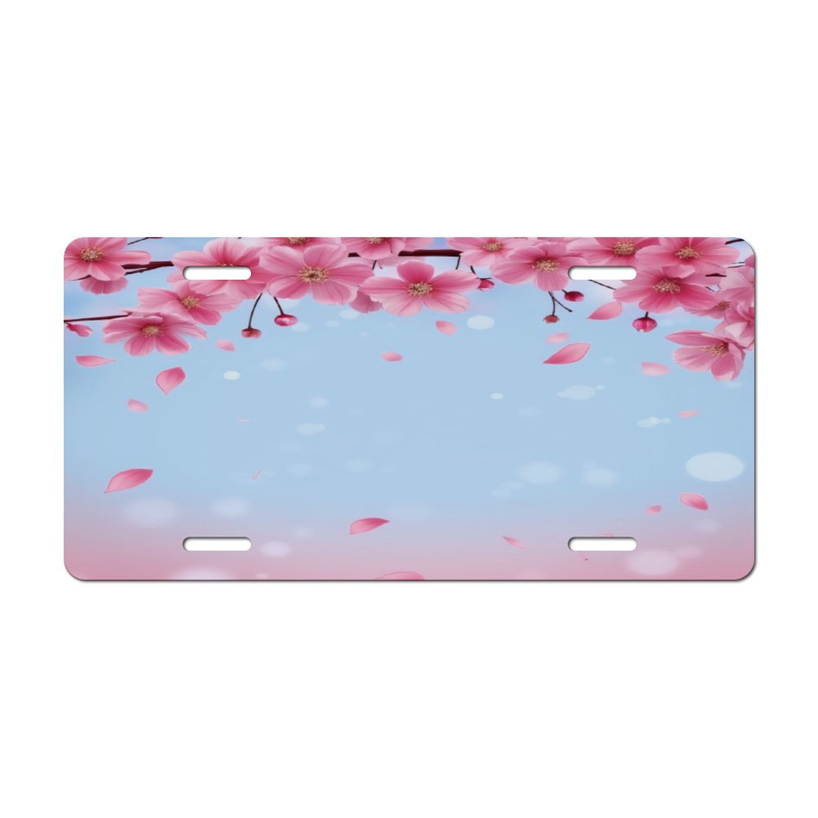Pink Cherry Blossom Background Car Decorative Front License Plate ...