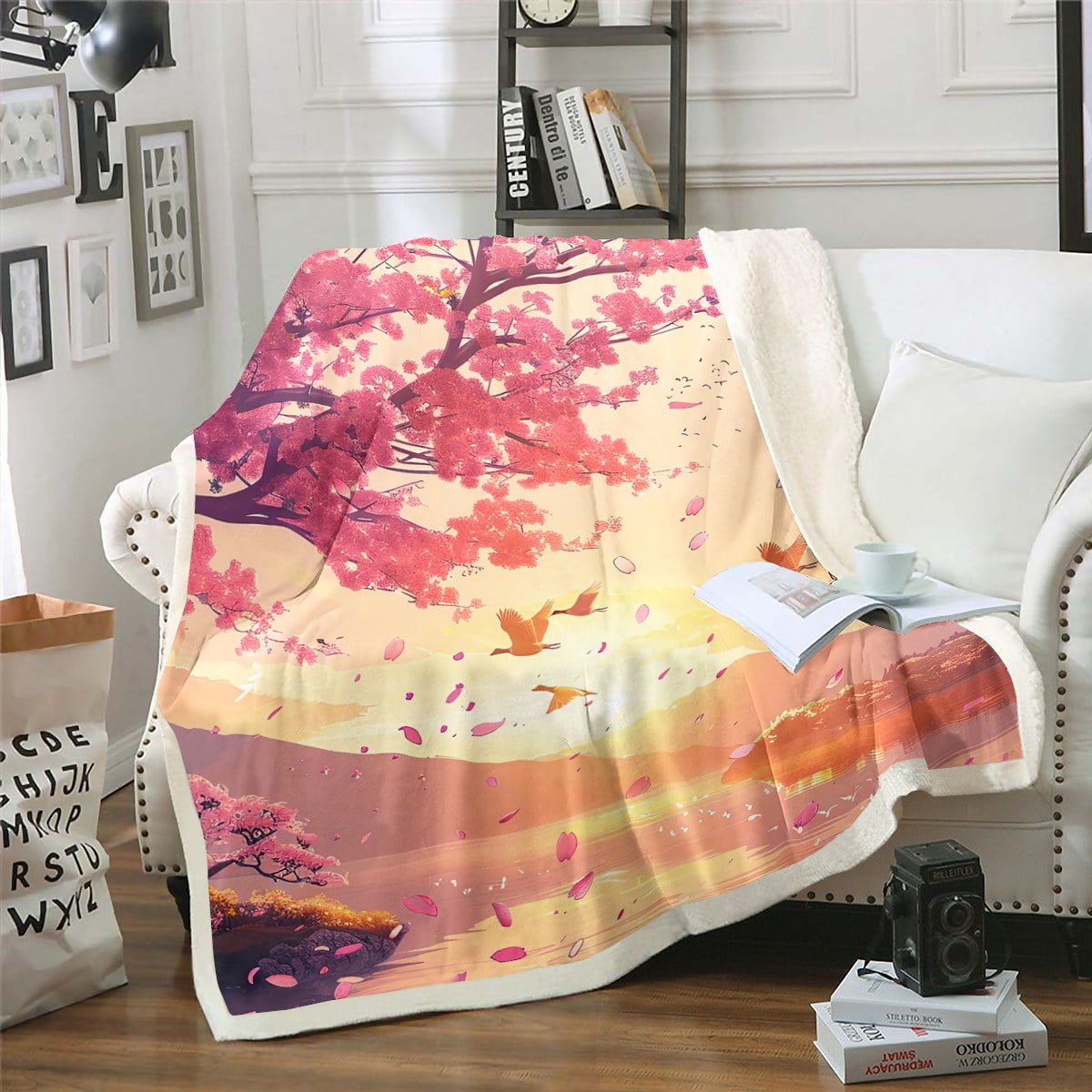 Pink Cherry Blossom Blanket Japanese Style Flowers 40"x50" Throw ...