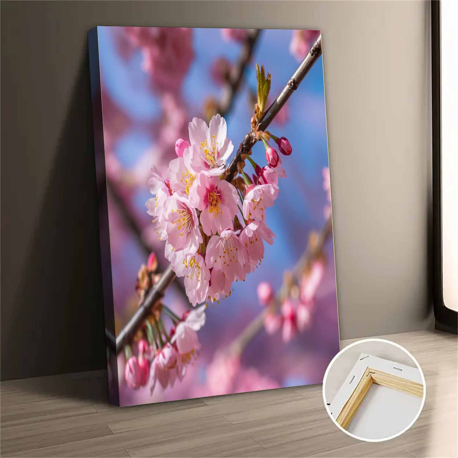 Pink Cherry Blossom Canvas Wall Art - Aesthetic Home Decoration ...