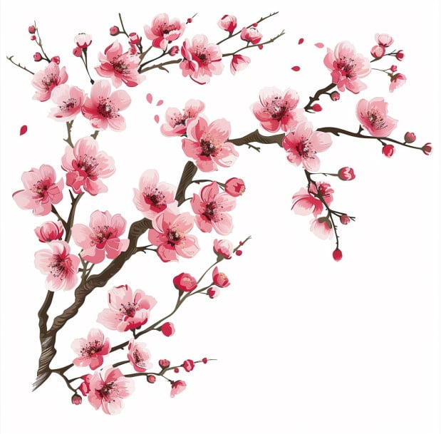 Pink Cherry Blossom Car Sticker – Sakura Flower Decal for Auto, Window ...