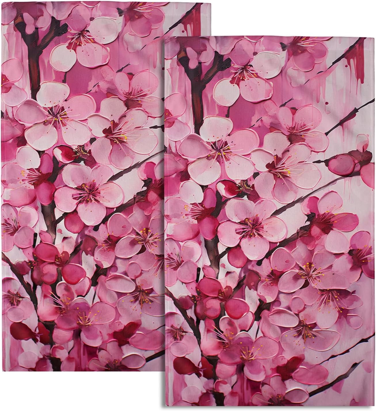 Pink Cherry Blossom Hand Towels - Spring Sakura Flower Kitchen Dish ...