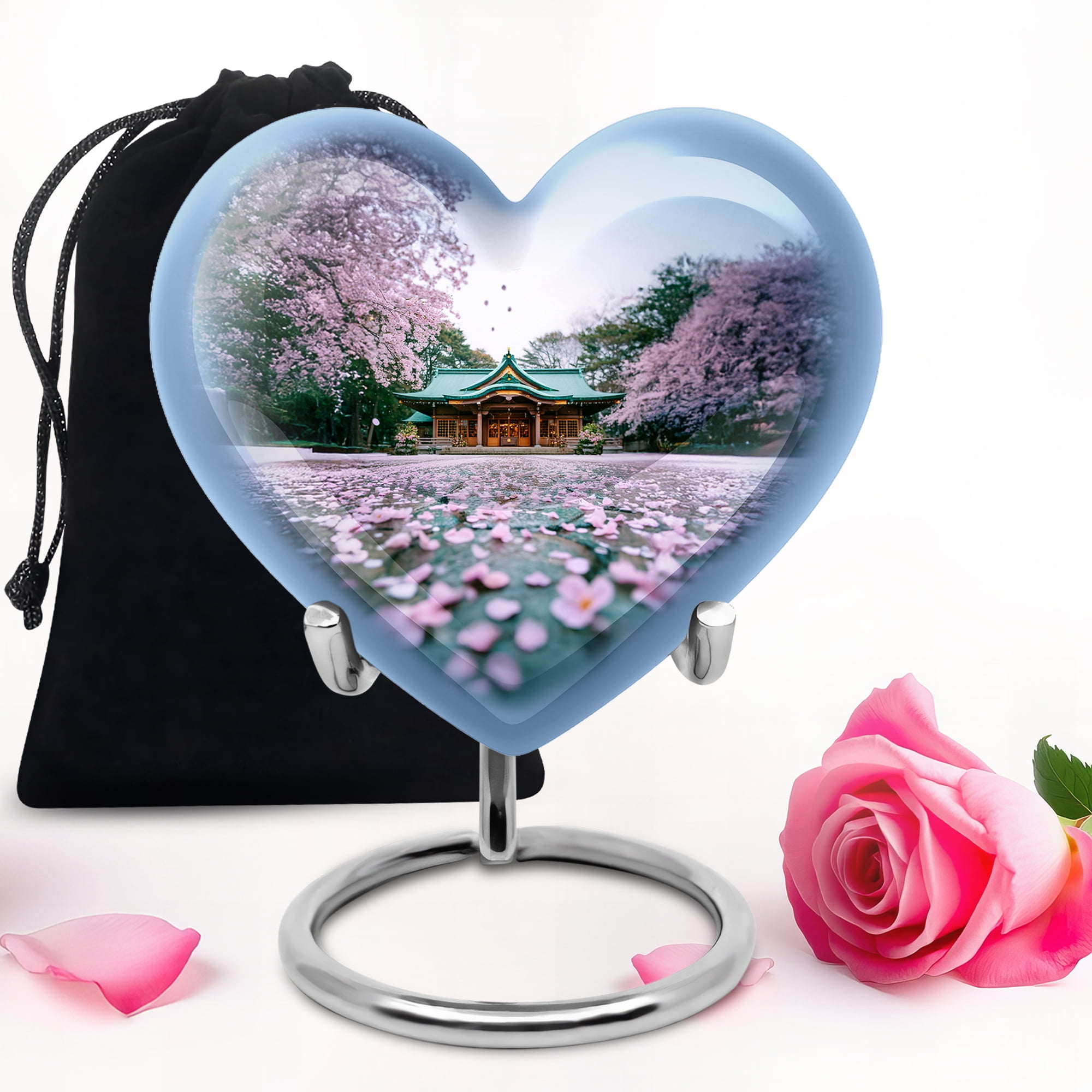 Pink Cherry Blossom With House Large Urns For Human Ashes Adult Mom - Cremains Urn For Ashes ...