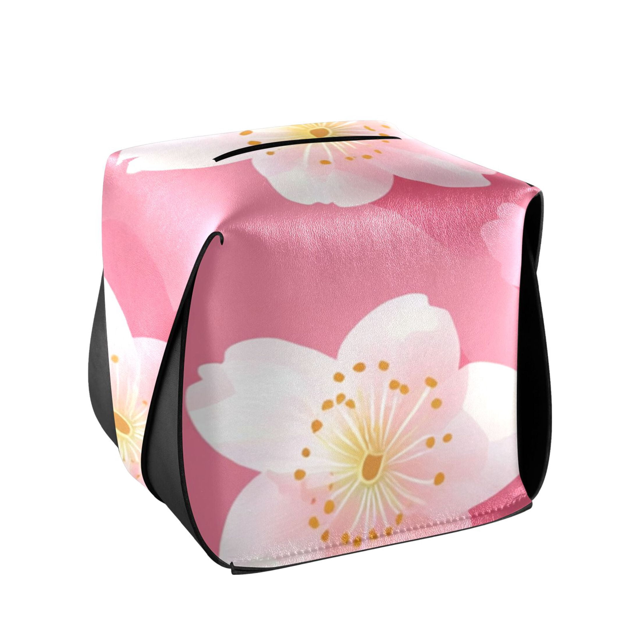 Pink Cherry Blossom Illustration Tissue Box Cover Leather Square ...