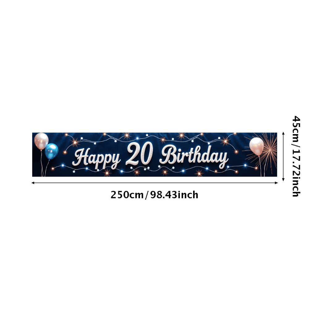 Pink Cherry Blossom Themed Happy 20 Birthday Banner Backdrop Background ...