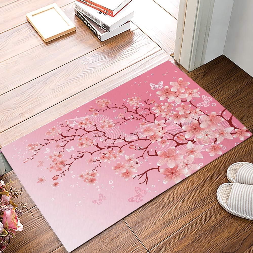 Pink Cherry Blossom Trees are Blooming Home Decor Door Mats, Rug for ...