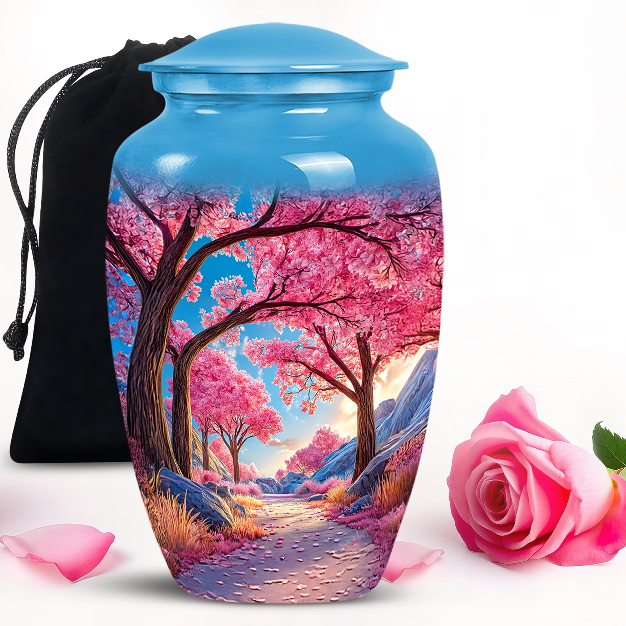 Pink Cherry Blossom Trees Burial Large Urn For Ashes Adult Mother ...