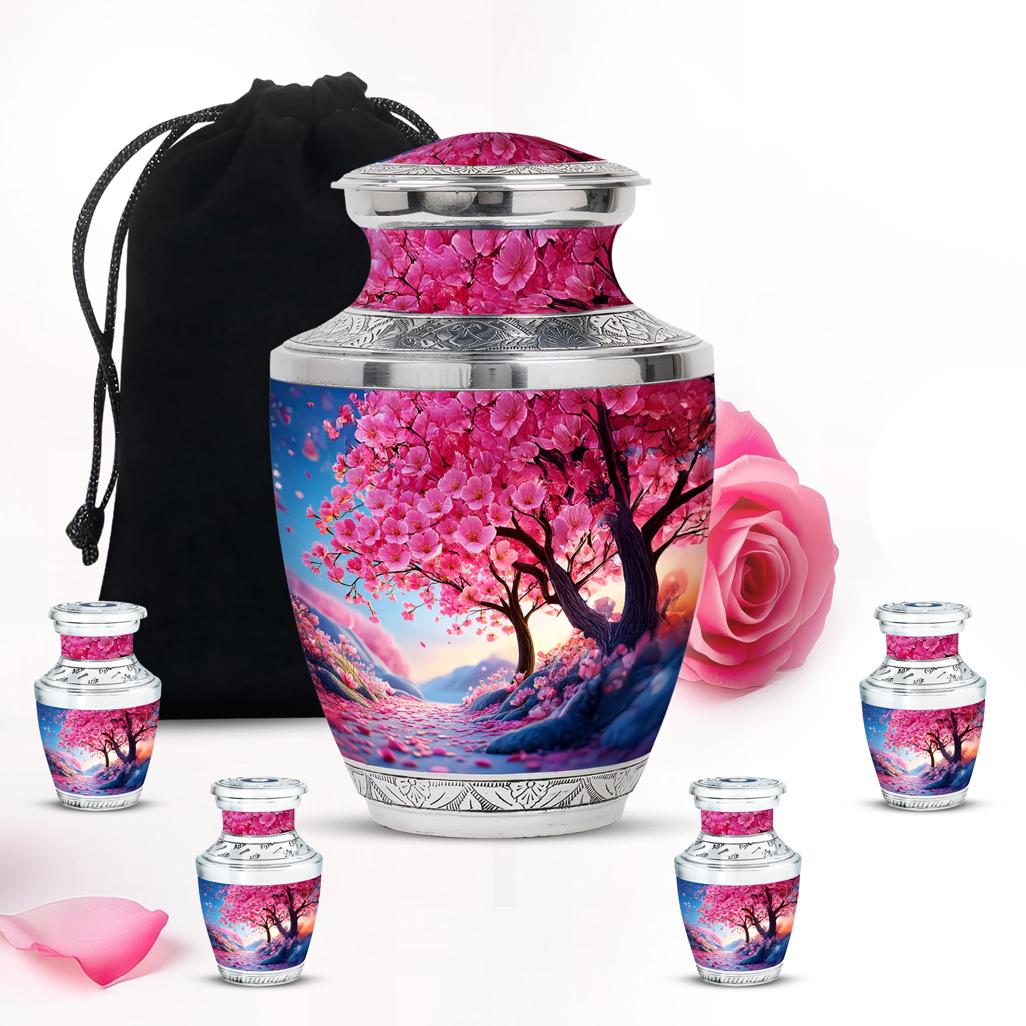 Pink Cherry Blossom Trees Small Urns For Human Ashes Adult Mom ...
