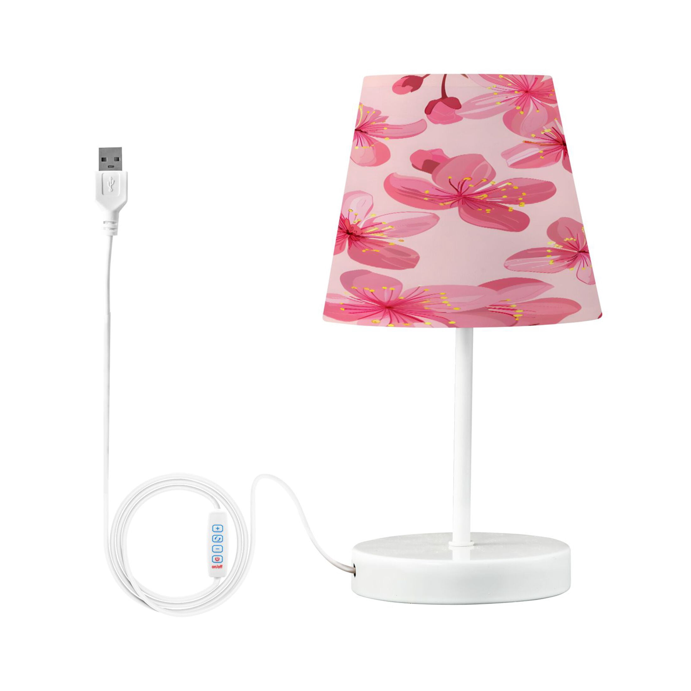 Pink Cherry Blossoms Desk Lamp LED Table Nightstand Lamps with 3 Color ...