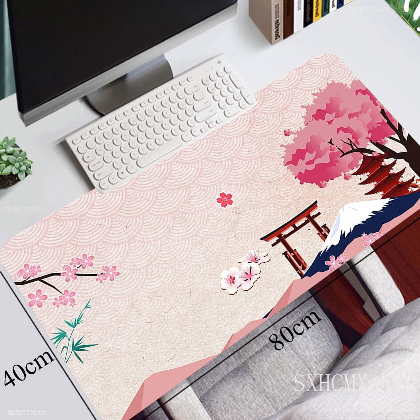 Pink Cherry Blossoms Speed Locking Edge Large Natural Rubber Mouse Pad ...