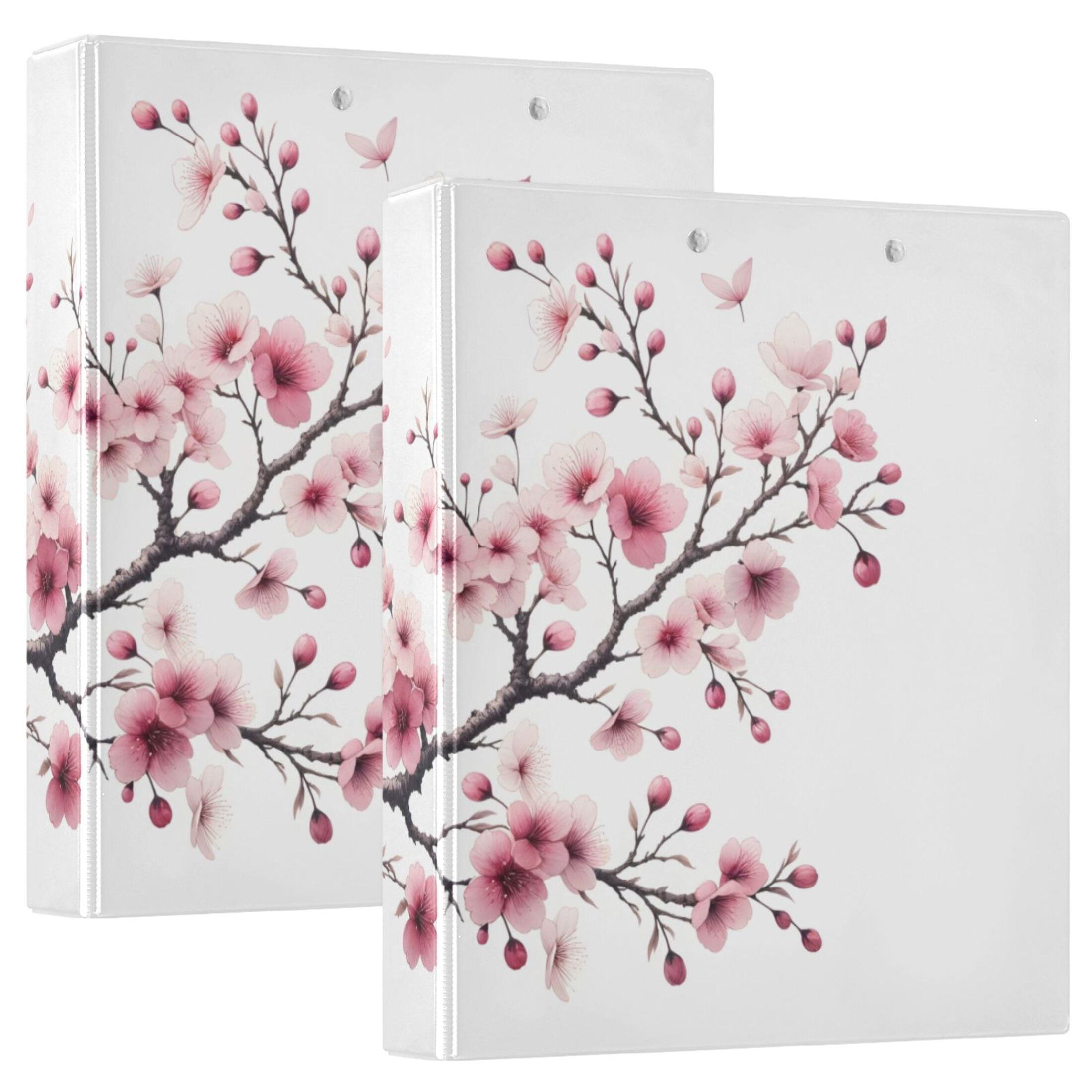 Pink Cherry Branch Hardcover 3 Ring Binder 1.5 inch Round Rings with ...