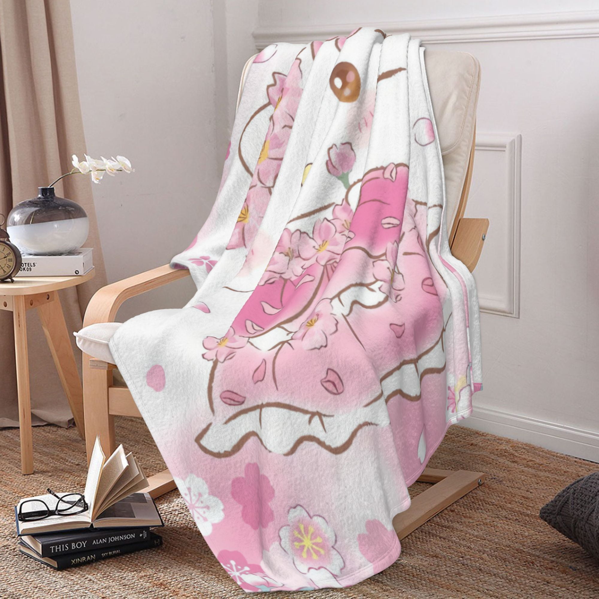 Pink Cherry Hello Kitty Blanket for Couch Bed Throw Blanket, Aesthetic ...