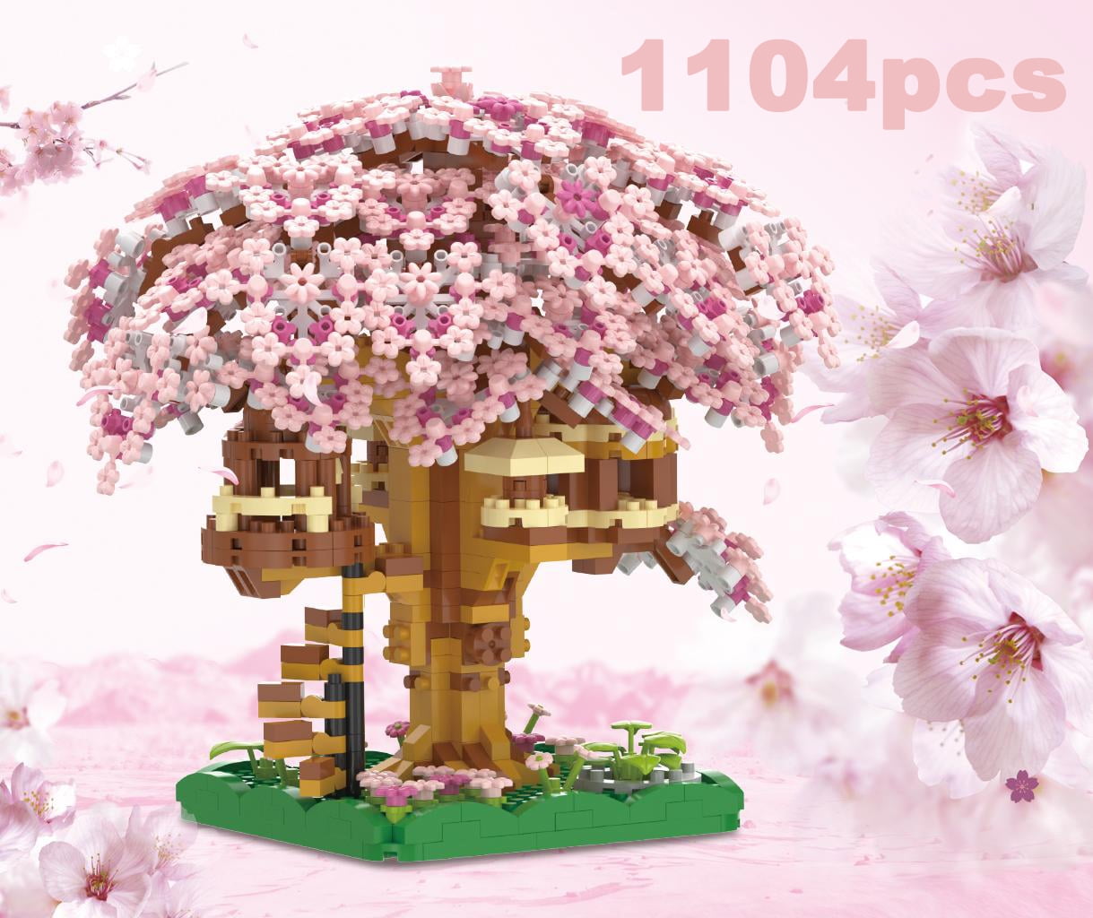 Pink Cherry Tree House Building Micro-particle Building Block Classic ...