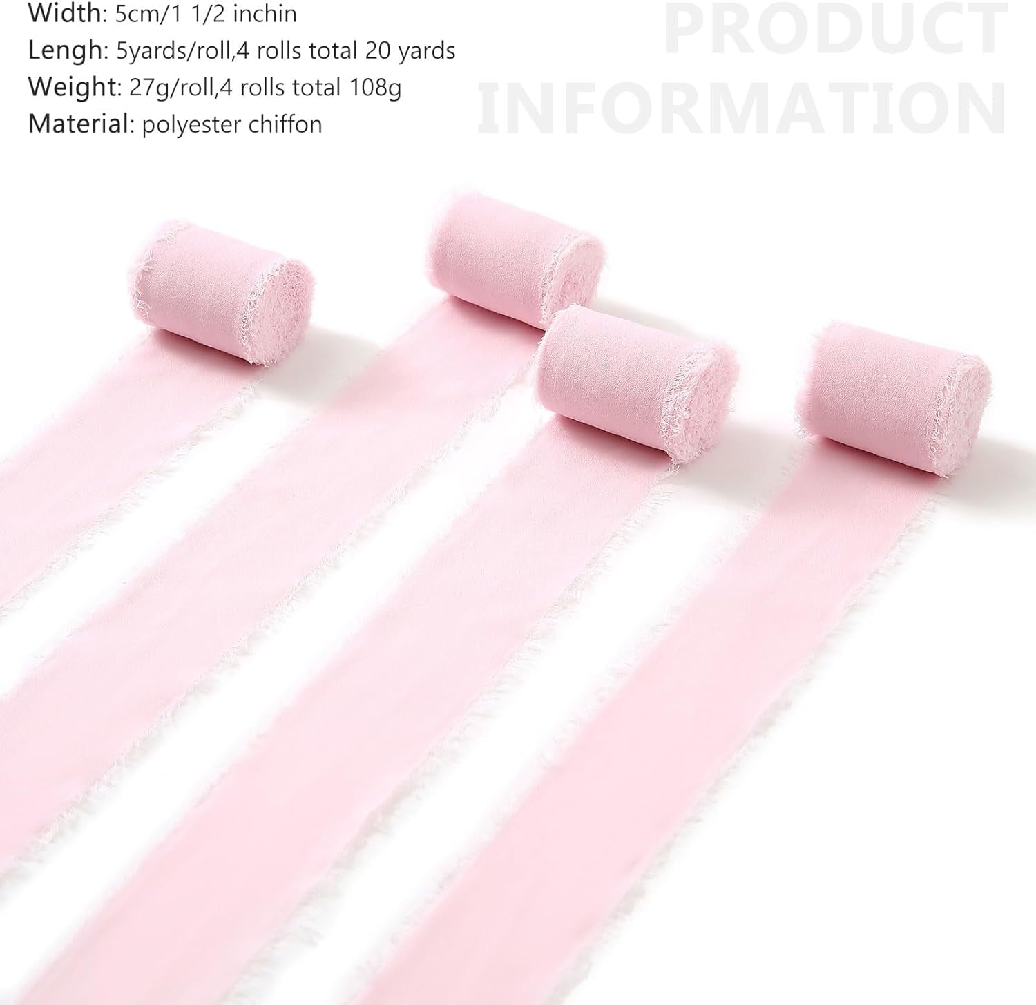 Pink Chiffon Ribbon For Gift Wrapping 4 Rolls 2 Inch X 5Yd Silk Ribbons ...