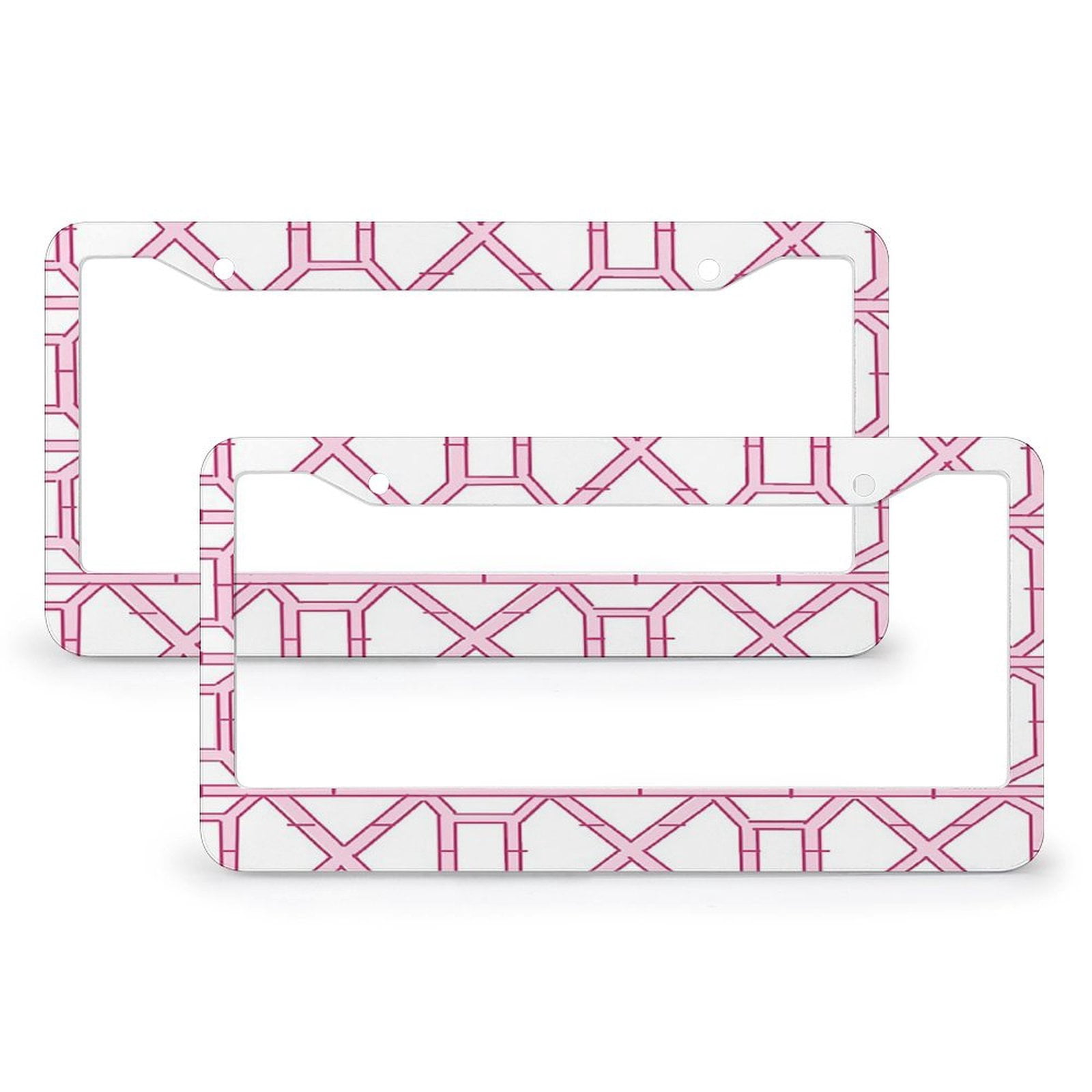 Pink Chinoiserie Pagoda Print License Plate Frame - 2 Pack Tags Frames ...