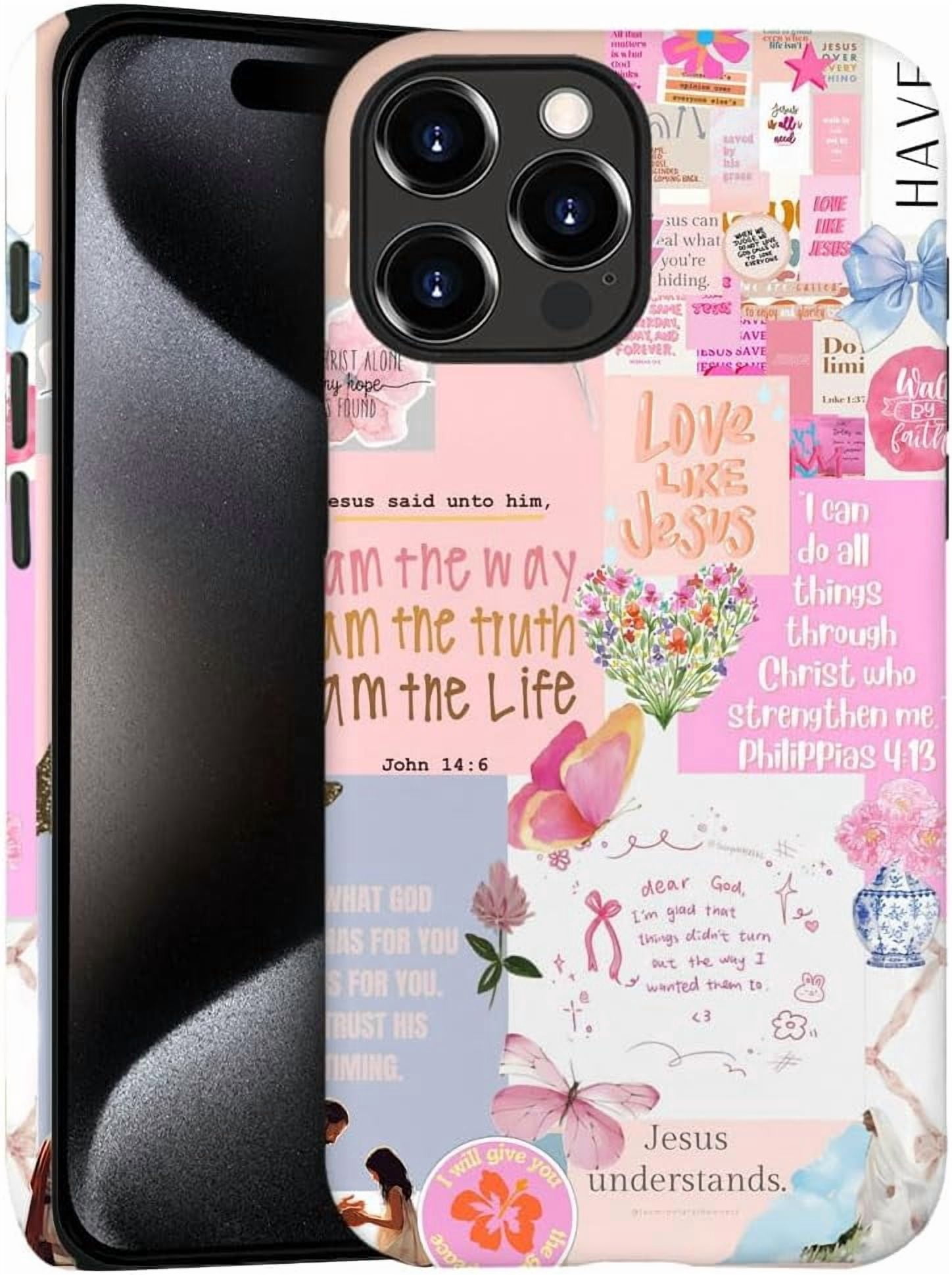 Pink Christian Collage Phone Case Philippians 4:13 John 14:6 Bible ...