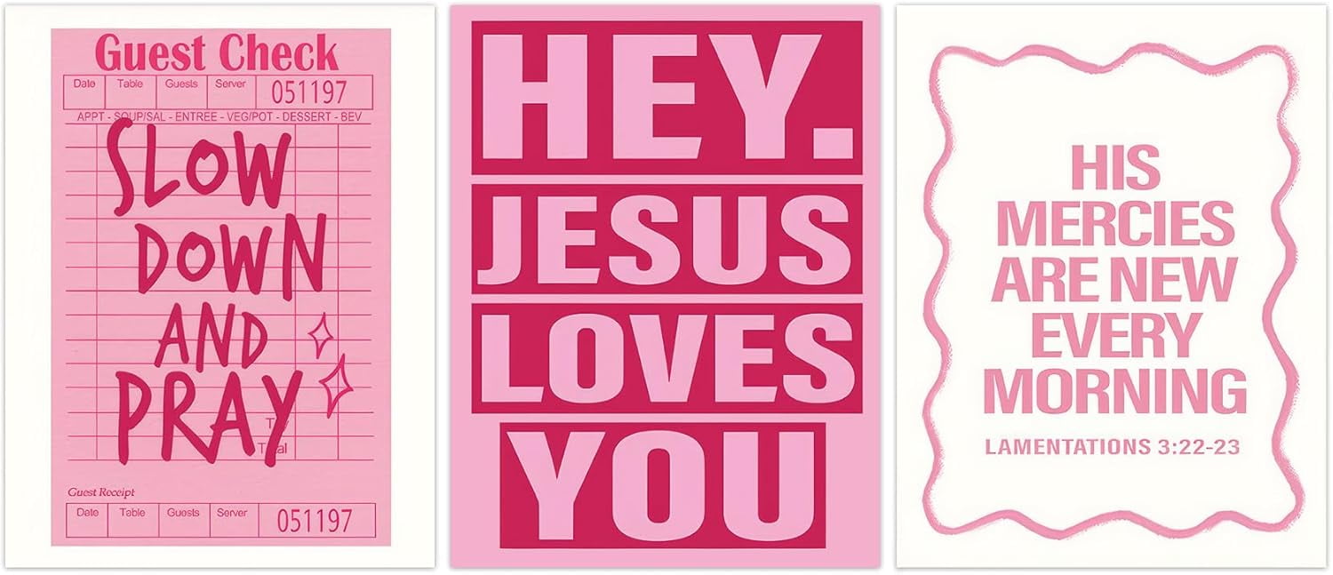 Pink Christian Posters Light Pink Y2K College Dorm Room Wall Art Girls ...