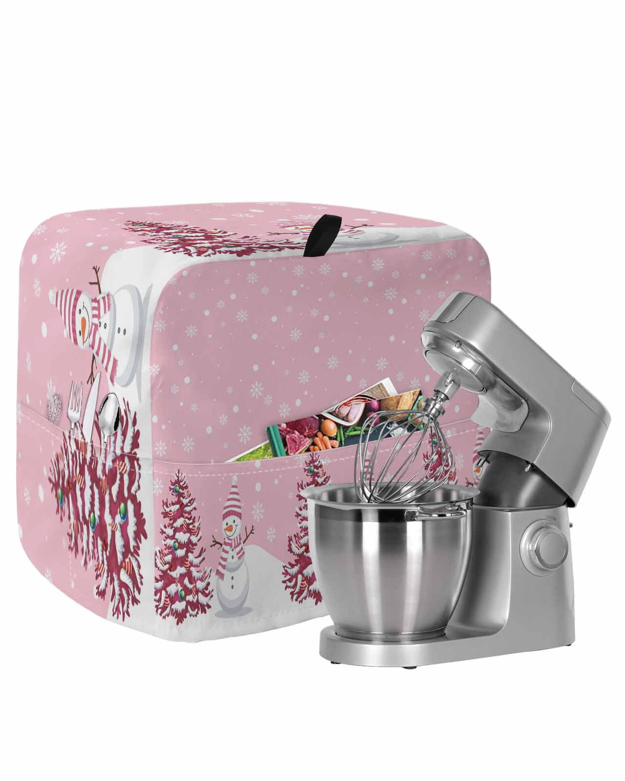 Pink Christmas Stand Mixer Dust Cover with Storage Pocket & Handles ...