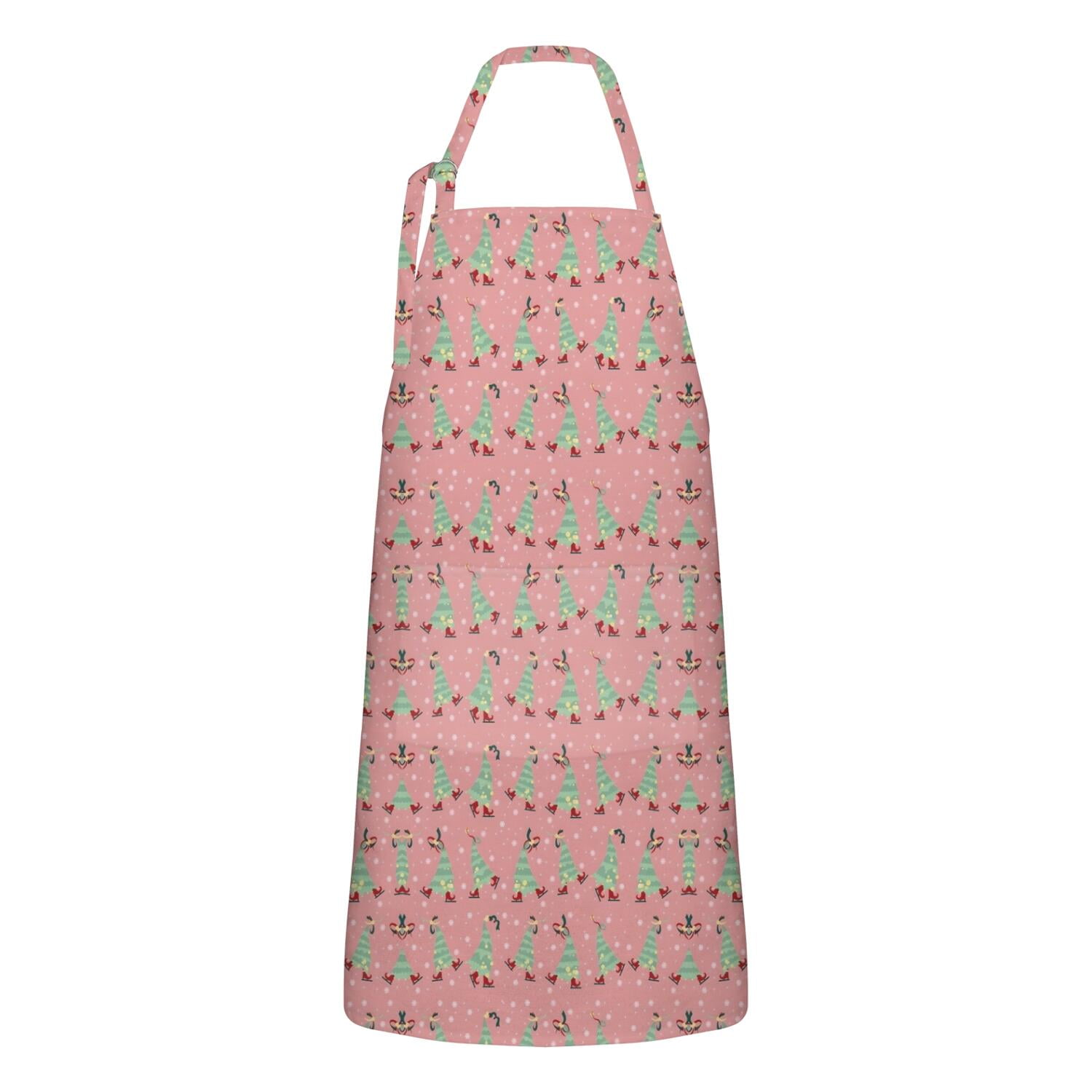 Pink Christmas Tree Apron-Garden Aprons for Women with Pockets-Cotton ...