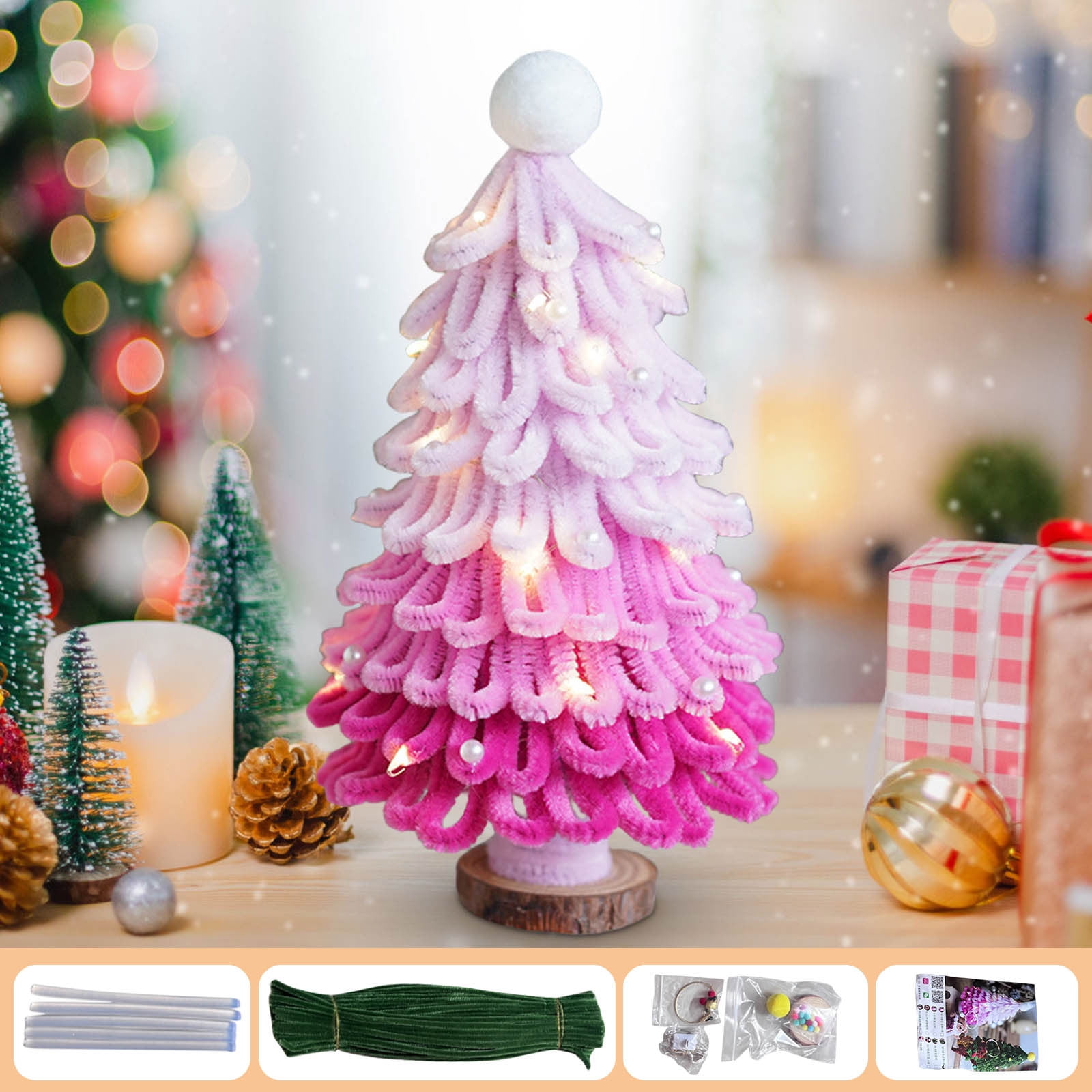 Pink Christmas Tree Twisted Stick Diy Material Kit,Handmade Twisting ...