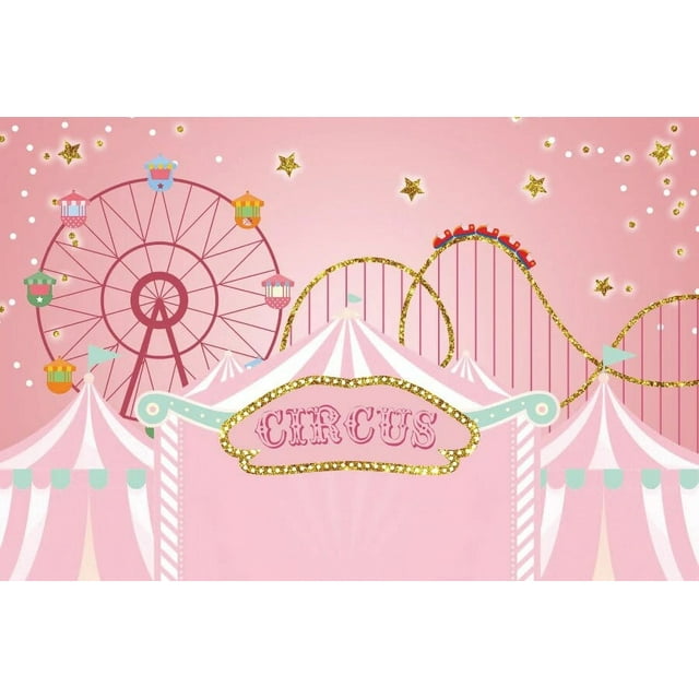 Pink Circus Tent Photography Backdrop Carnival Night Ferris Wheel Gold ...