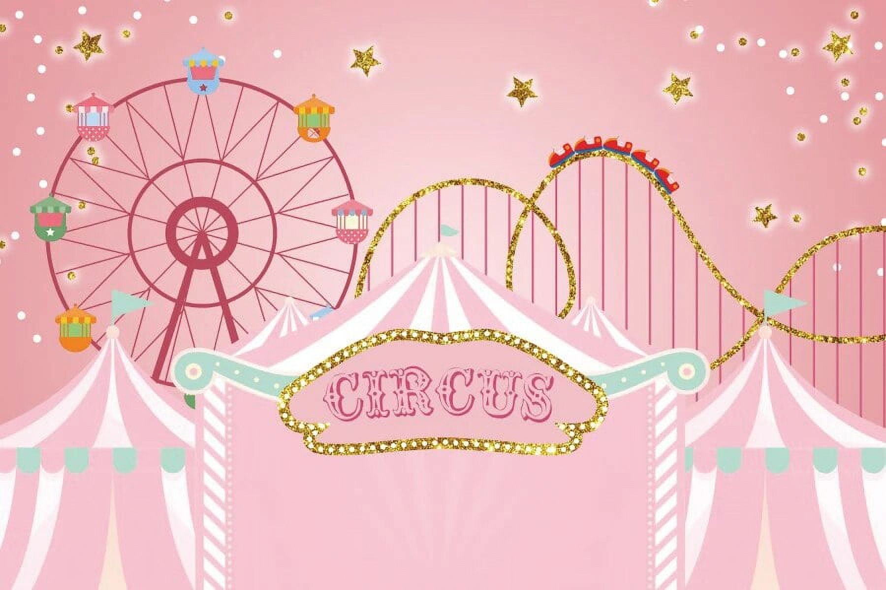Pink Circus Tent Photography Backdrop Carnival Night Ferris Wheel Gold ...