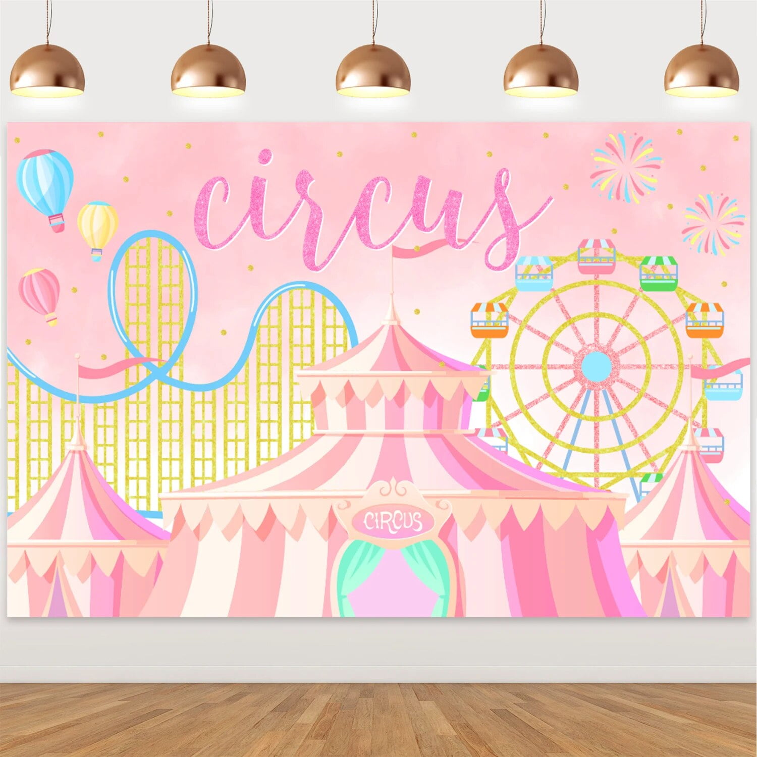 Pink Circus Theme Backdrop Carnival Night Carousel Birthday Party ...
