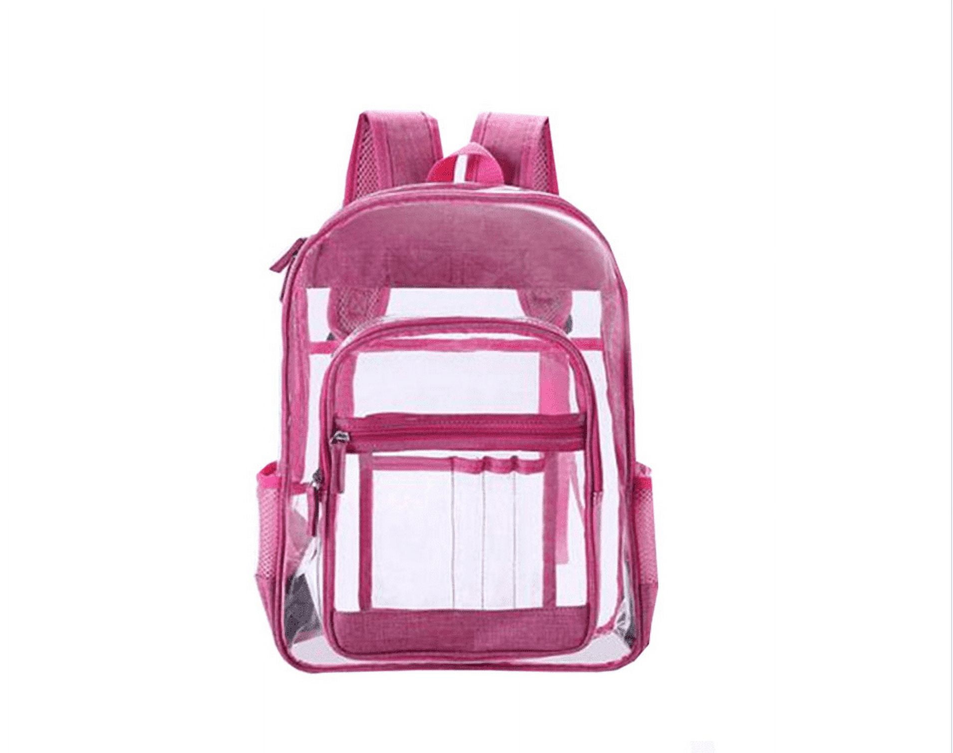 Pink Clear Backpack Transparent See Thru School Security Heavy Duty ...