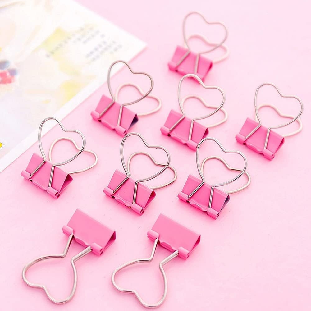 Pink Clip Heart Hollow Out Metal Binder Clips Notes Letter Paper Clip ...