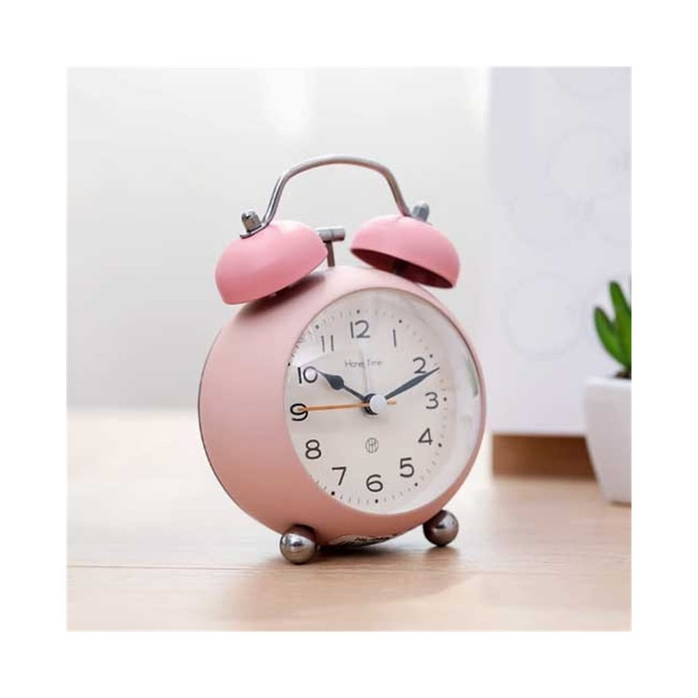 Pink Clock for Bedroom Battery Operated Analog Alarm Clock for Bed ...