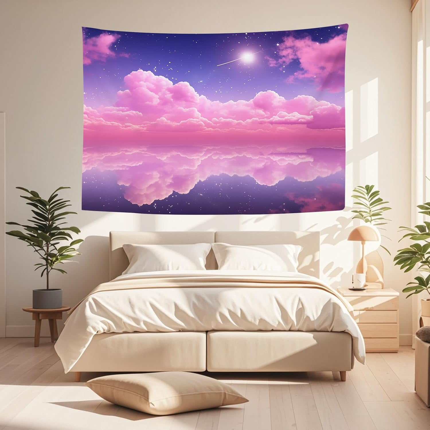 Pink Cloud Tapestry Wall Hanging Purple Sky Backdrop Aesthetic Wall ...