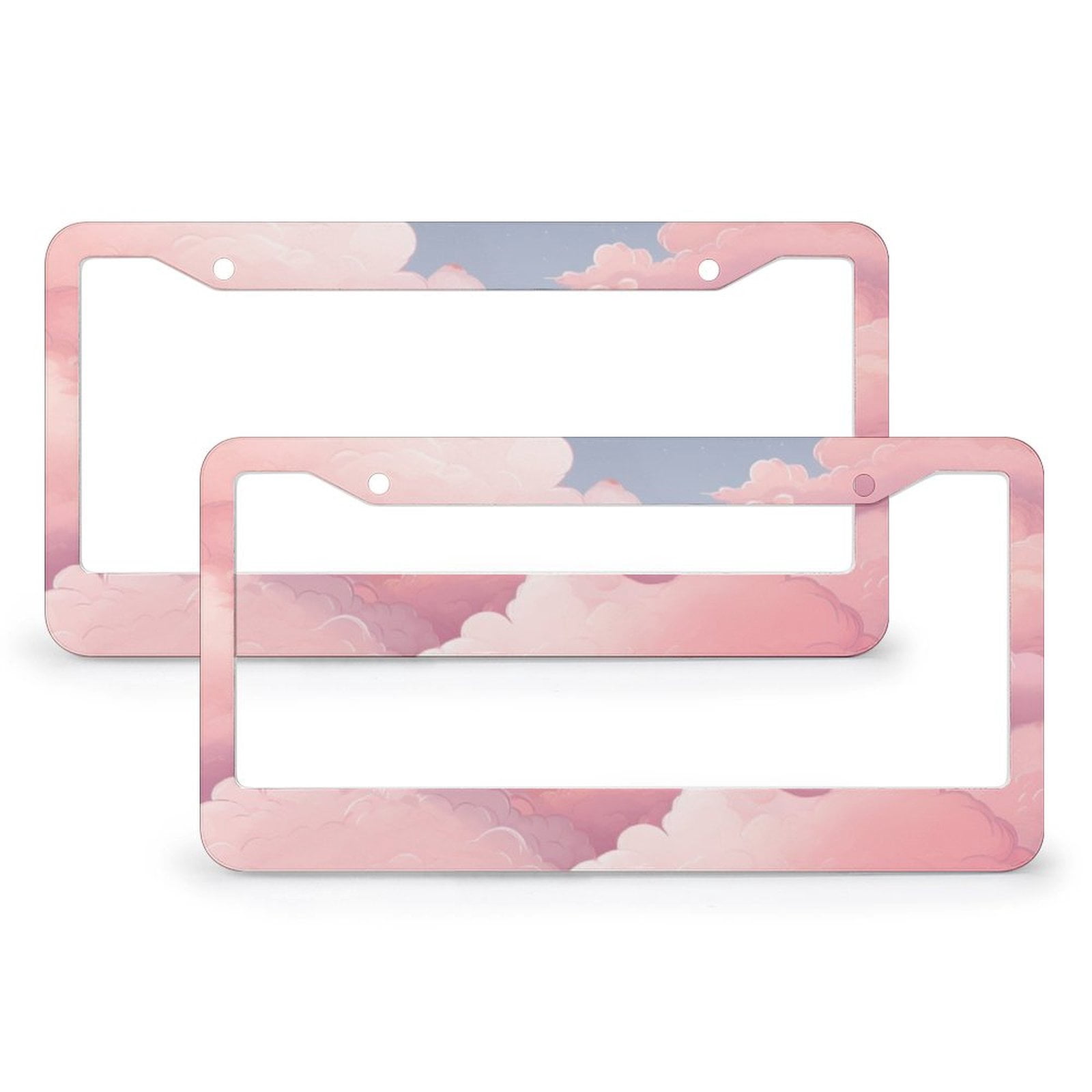 Pink Clouds License Plate Frames 2 Pieces Cute Cartoon Clouds License ...