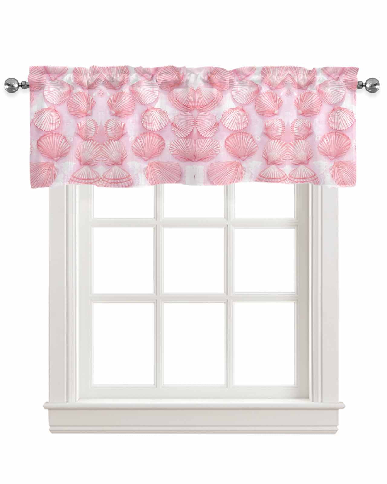 Pink Coastal Kitchen Valances for Windows Farmhouse Linen Window ...