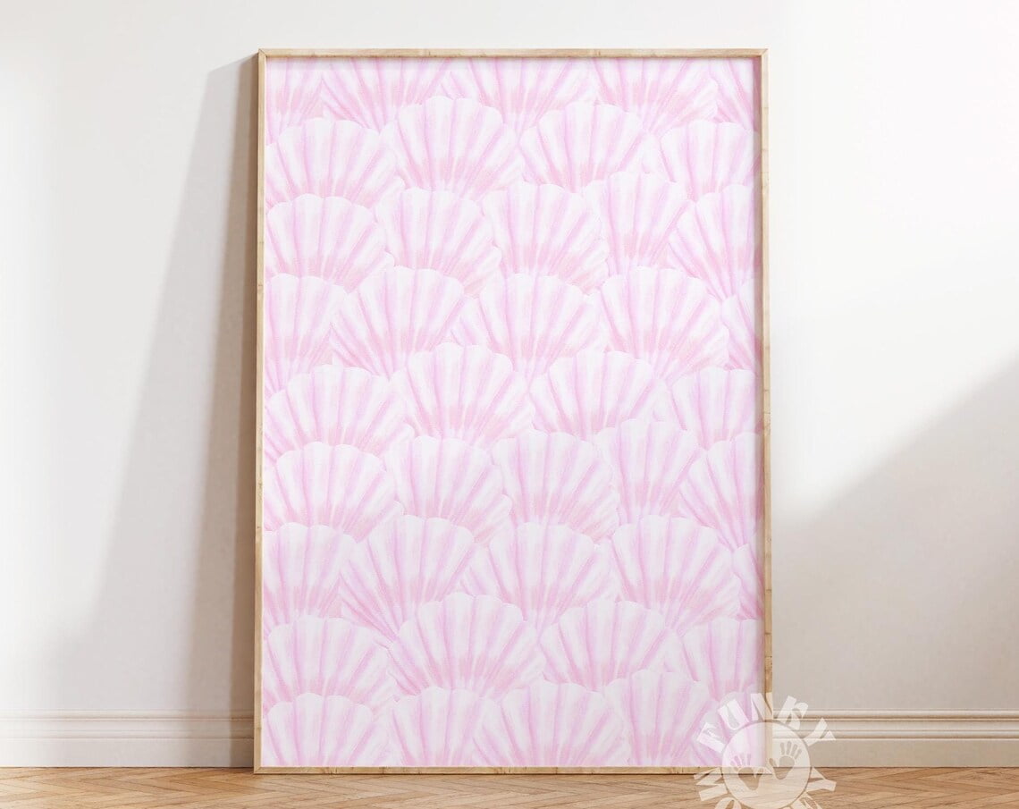 Pink Coastal Seashell Wall Art Print, Vintage Coastal Granddaughter ...