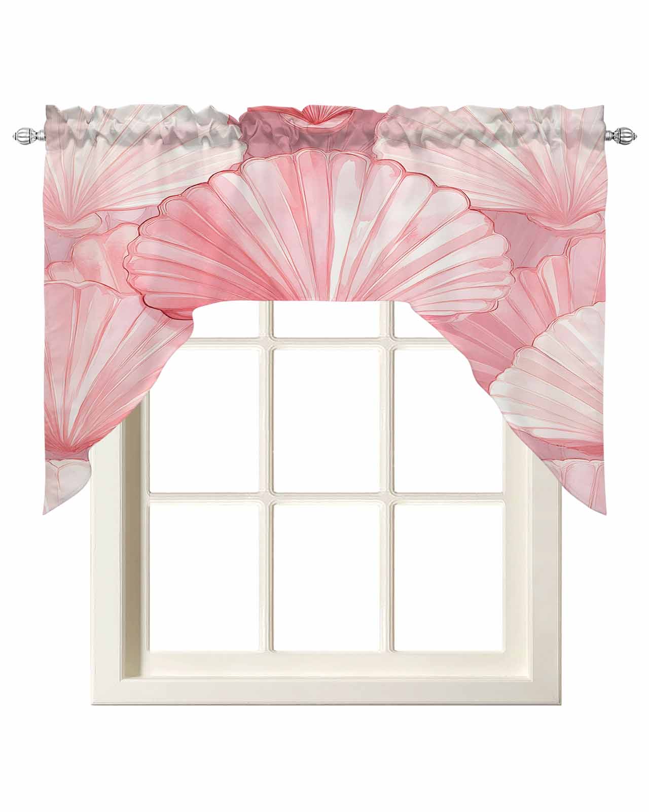 Pink Coastal Shell Kitchen Curtains Swag Valance for Windows/Bathroom ...
