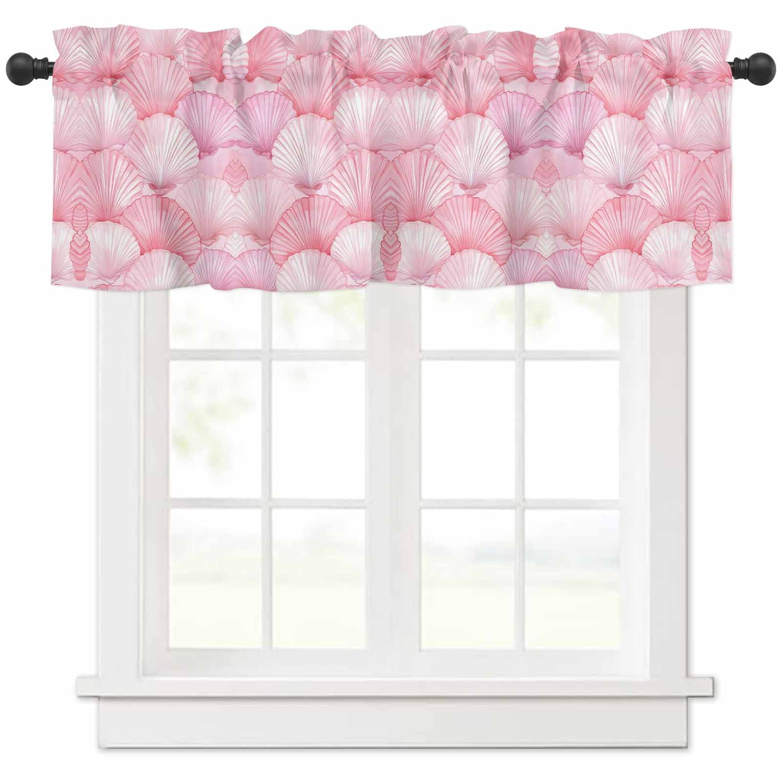 Pink Coastal Valances for Windows Farmhouse Kitchen Curtains Valances ...