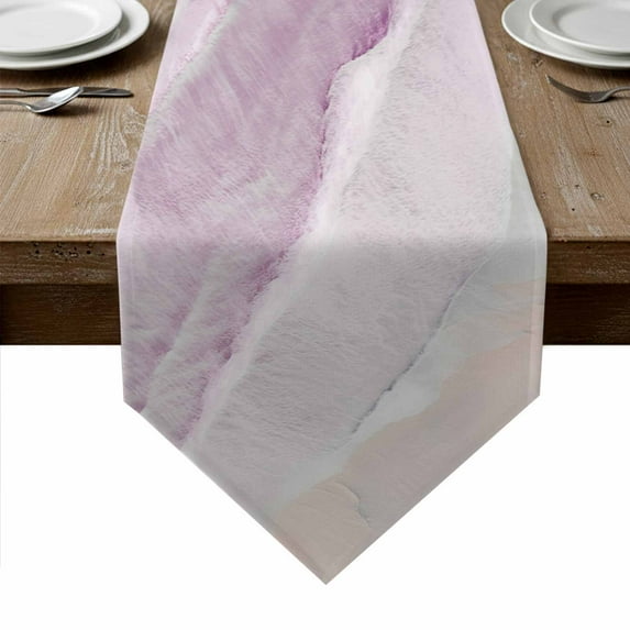 Pink Coastal Wave Table Runner Linen Burlap Table Runner 70 Inches Long ...