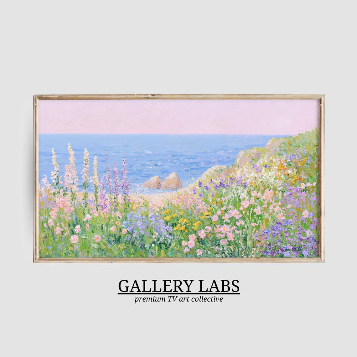 Pink Coastal Wildflower Painting Samsung Frame Tv Art • Trendy Summer ...