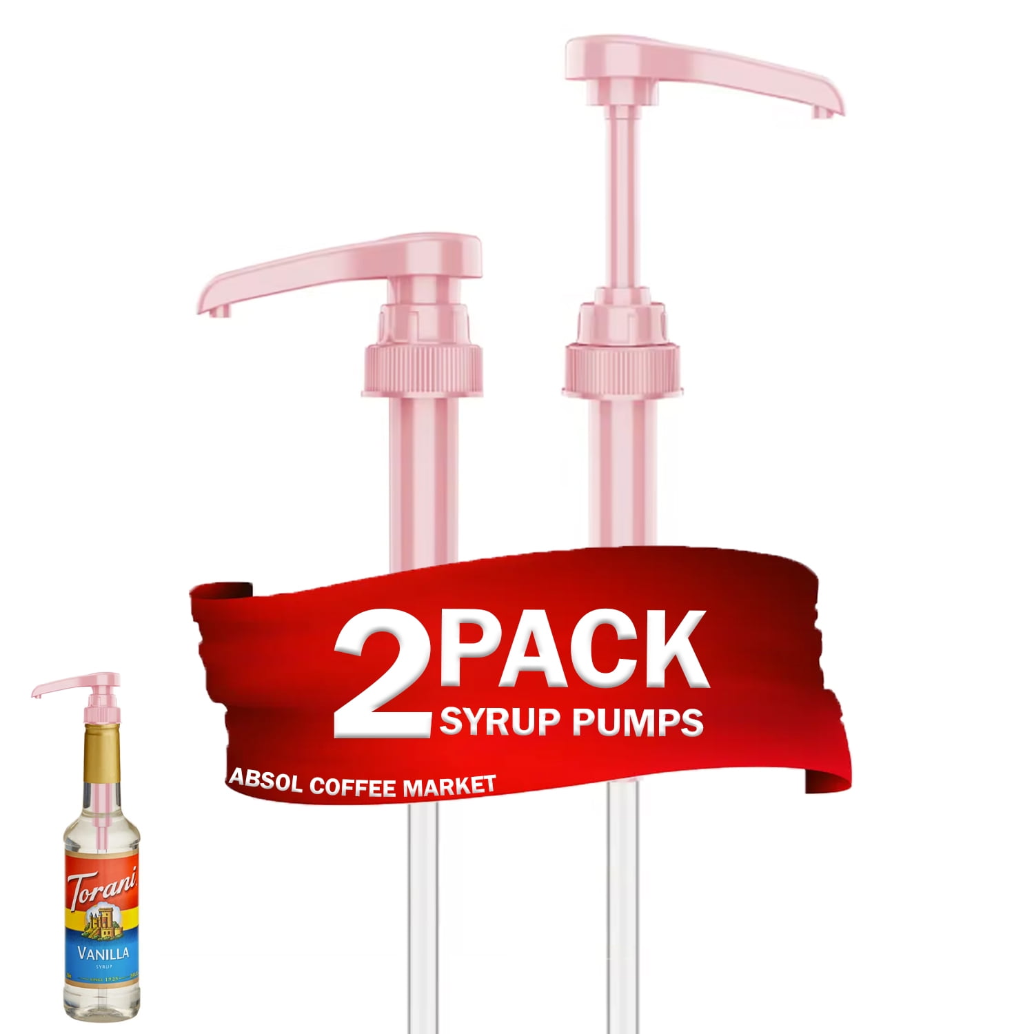 Pink Coffee Syrup Pump, 2 Pack, for 750ml/25.4 oz Syrup Bottle, Pink ...