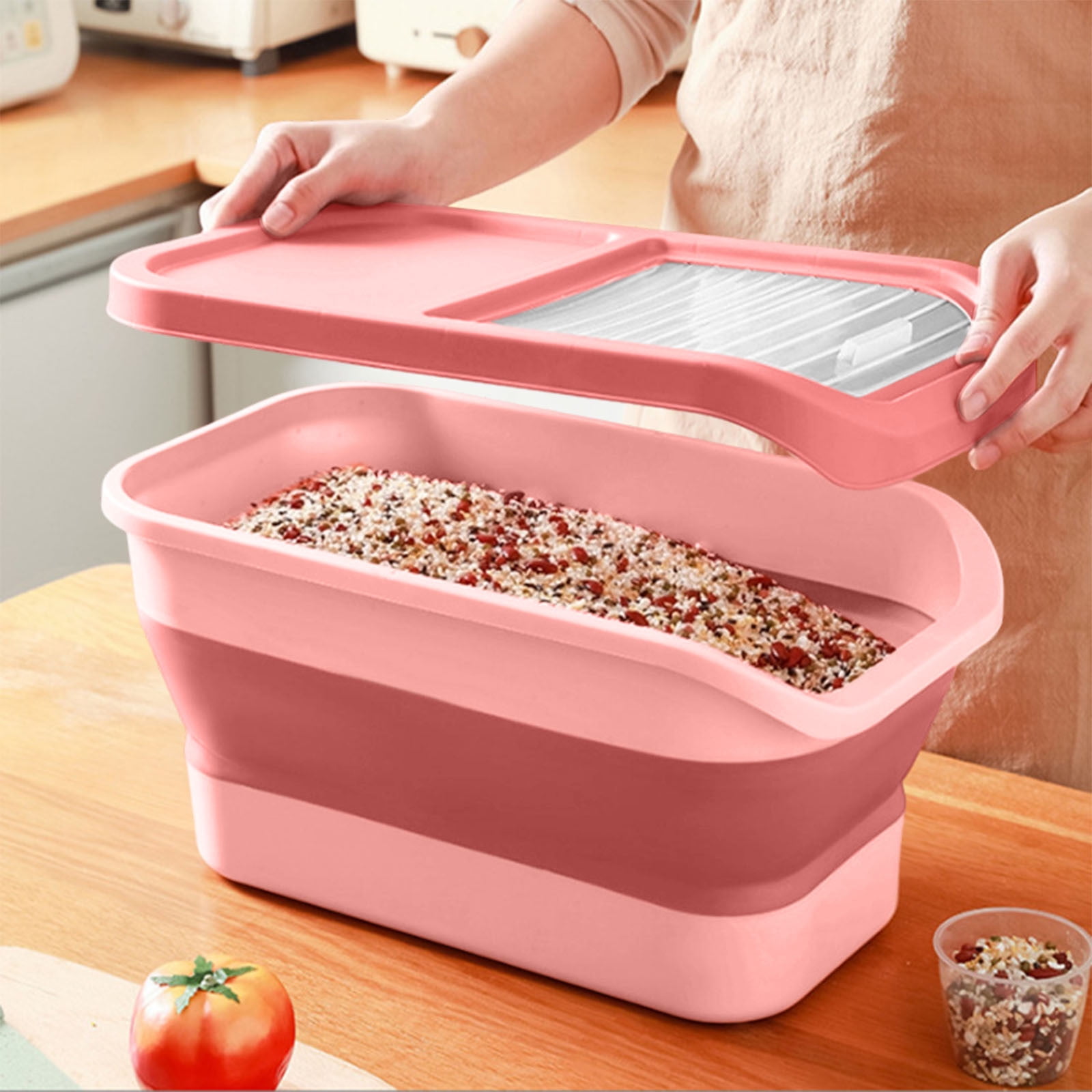 Pink Collapsible Pet Food Bucket - Foldable Storage for Food - Walmart.com