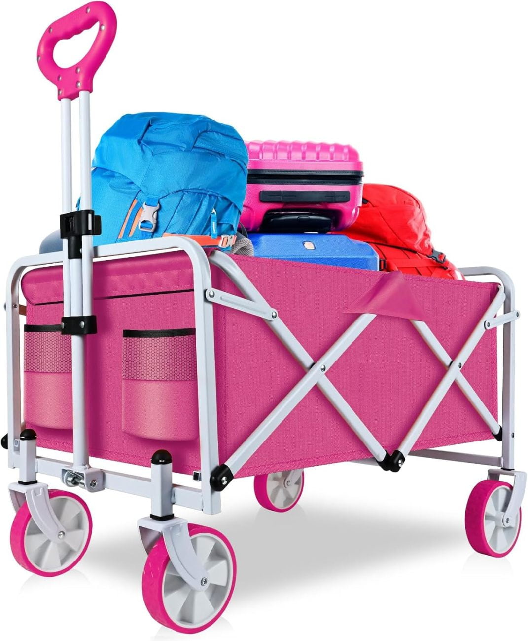 Pink Collapsible Wagon Cart, Wagons Carts Foldable, Heavy Duty Folding ...