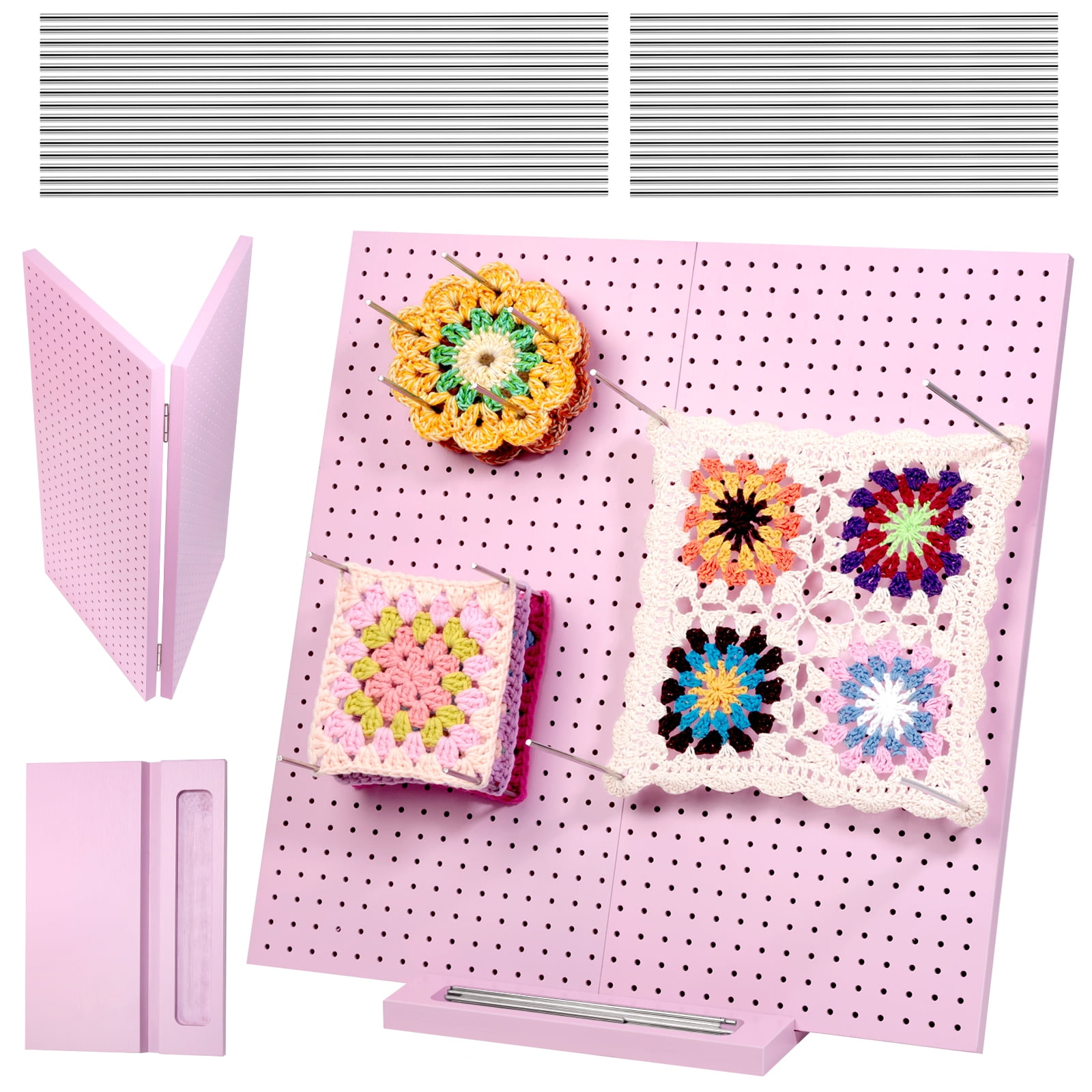 Pink Color 15.4" Foldable Crochet Blocking Board, Upgrade Large ...